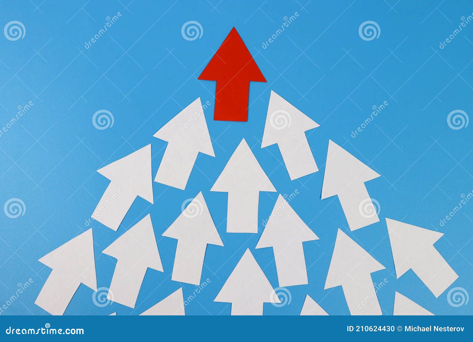 Leadership Concept. Red Leader Arrow Leading Team Forward Stock Photo ...