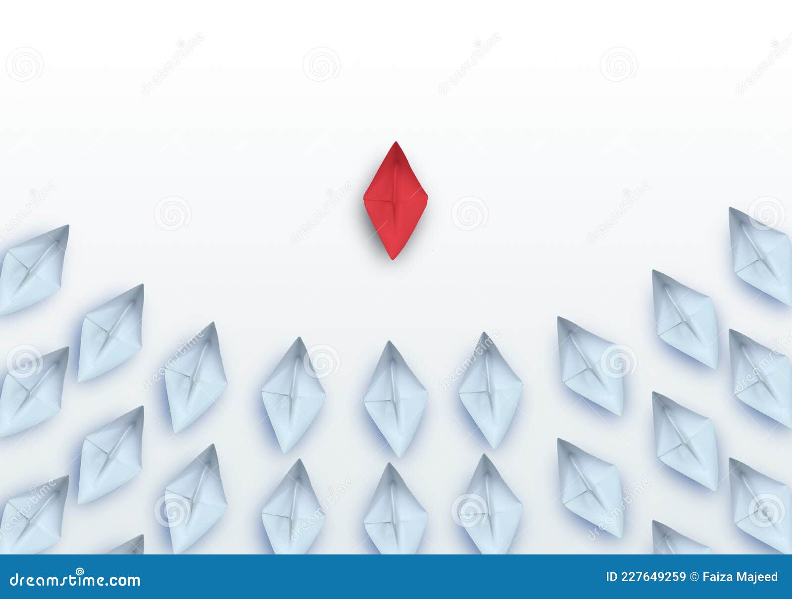Leadership Concept with Red Paper Ship Leading among Group of White ...