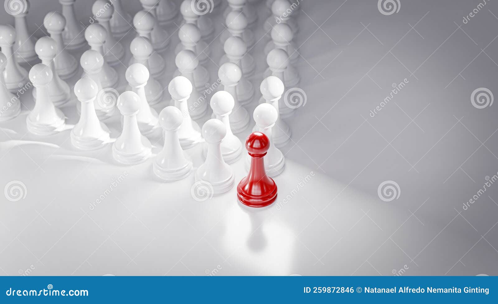 Leadership Concept Red Pawn Chess Leading White Pawn Formation 3D ...