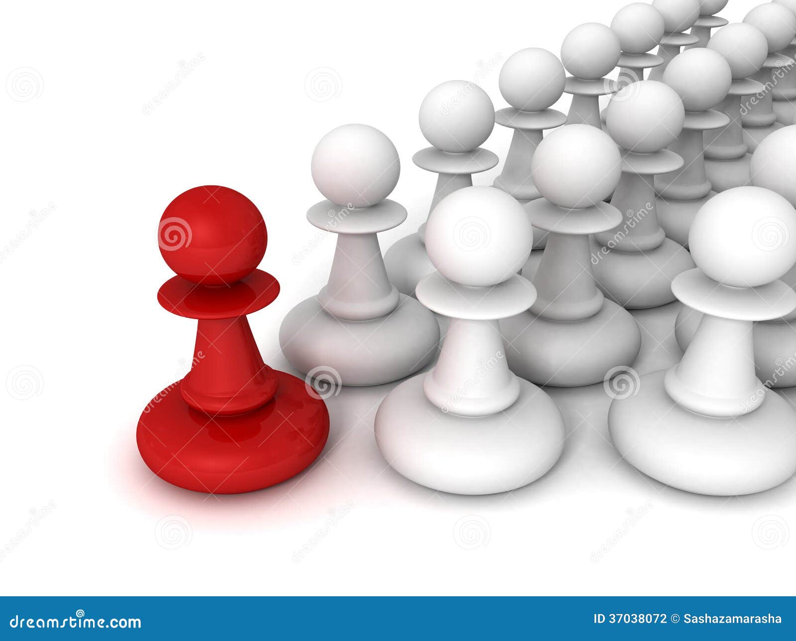 Leadership Concept Red Pawn Forward White Pawns Team Group Stock ...