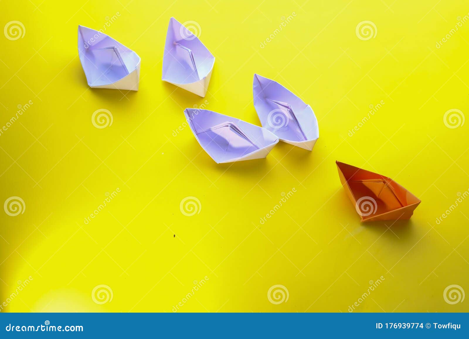 Leadership Concept Using Orange Paper Ship among White. Stock Photo ...