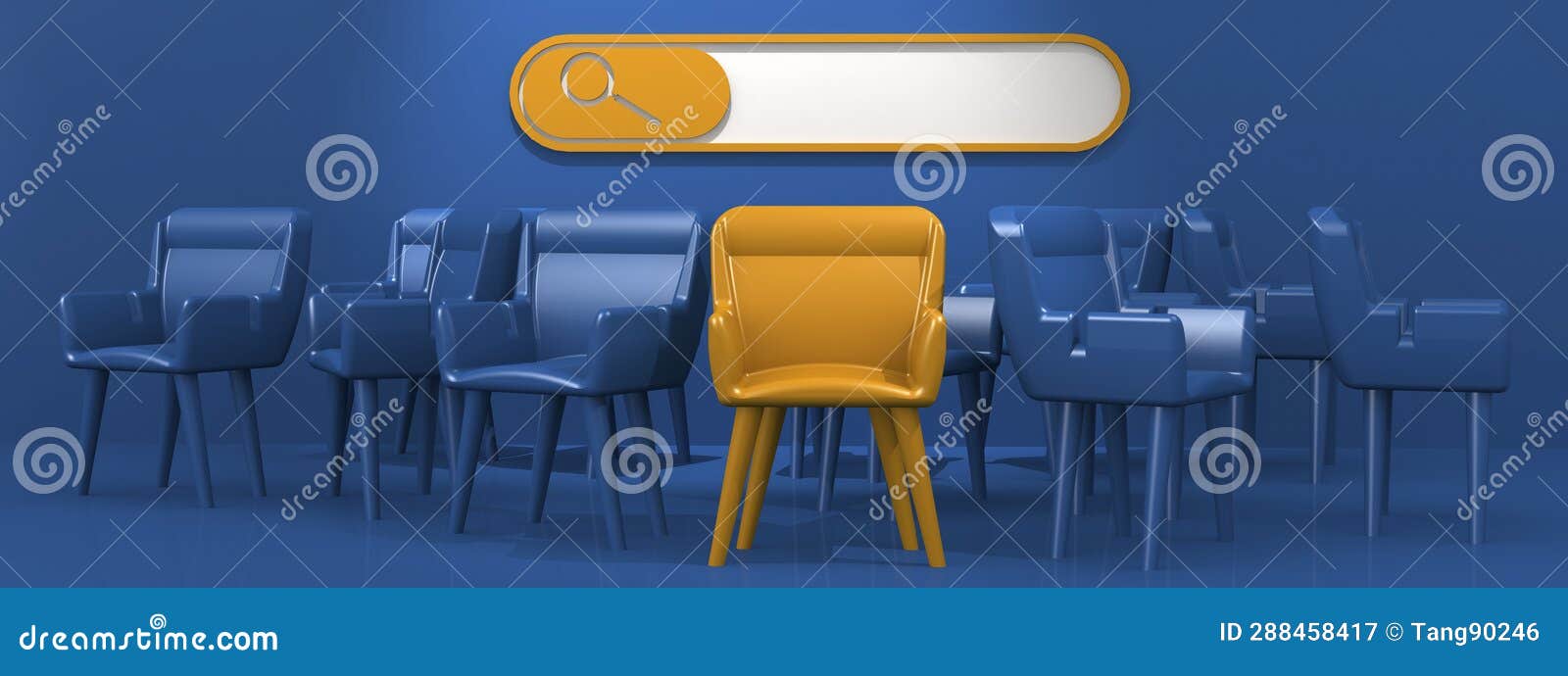 Leadership Concept with Yellow Chair and Group of Chairs Stock ...