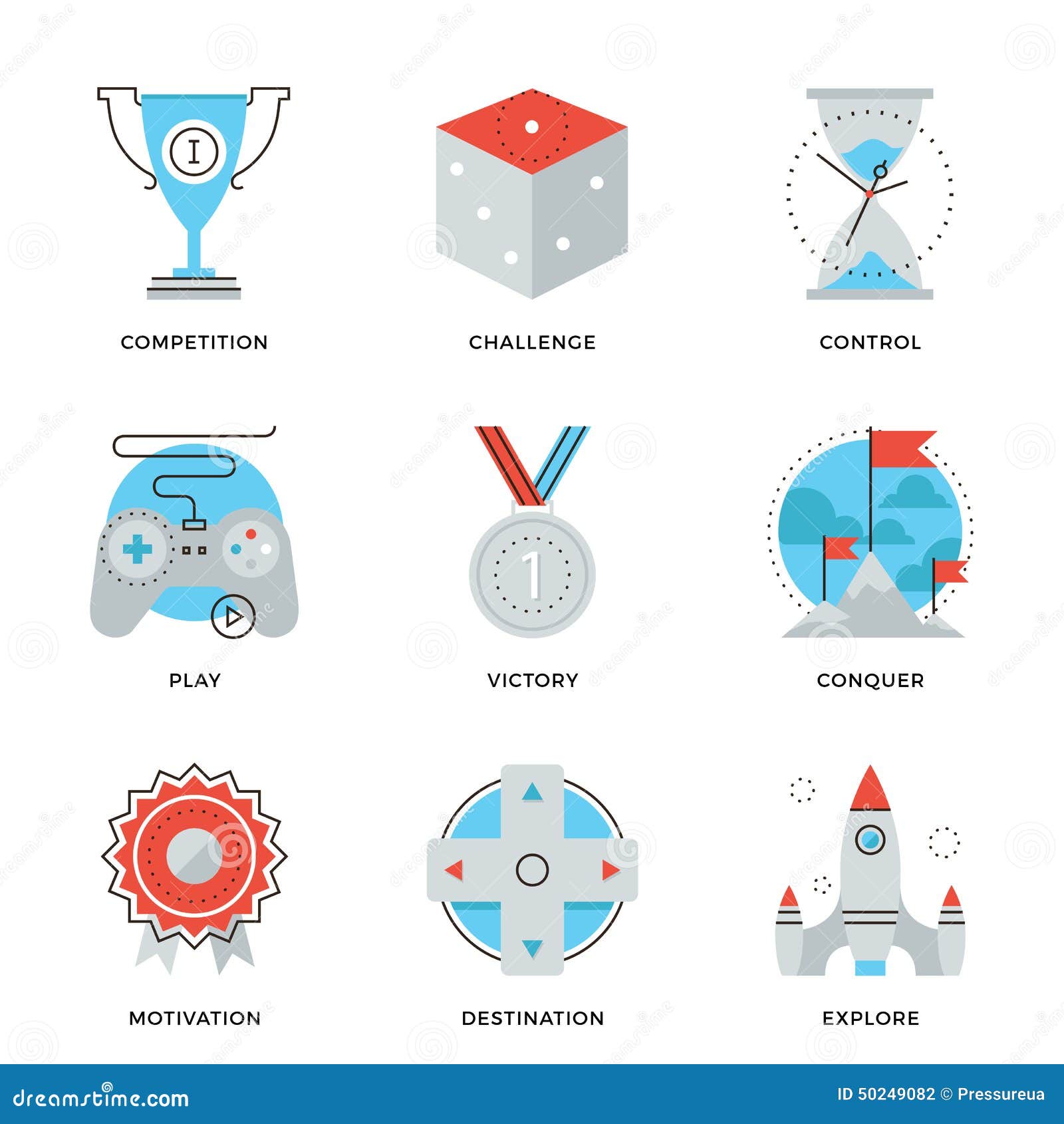 Leadership Elements Line Icons Set Stock Vector - Illustration of game ...