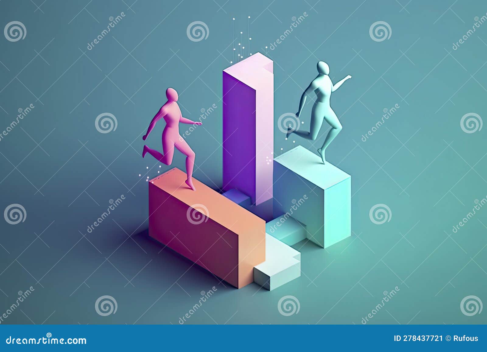 Leadership, Freedom or Development Concept. Ouple Jumping Back To Back ...