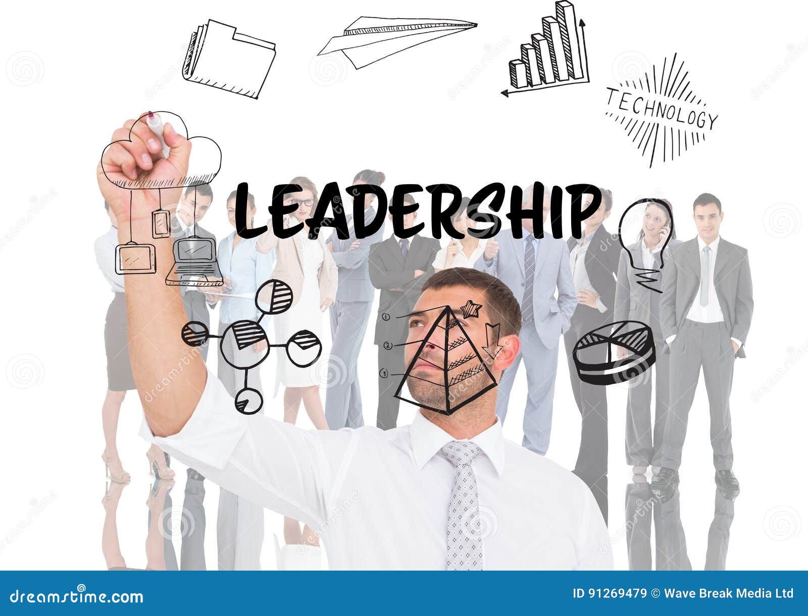 Leadership Graphic in Front of Business People Stock Illustration ...