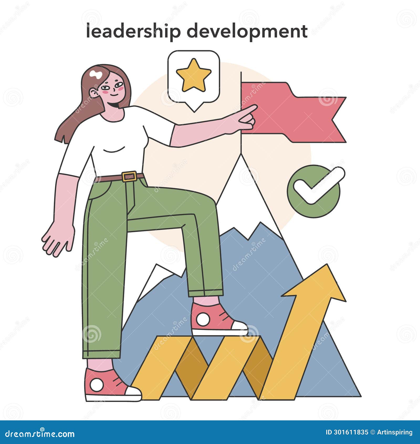 Leadership Growth. Flat Vector Illustration. Stock Illustration ...