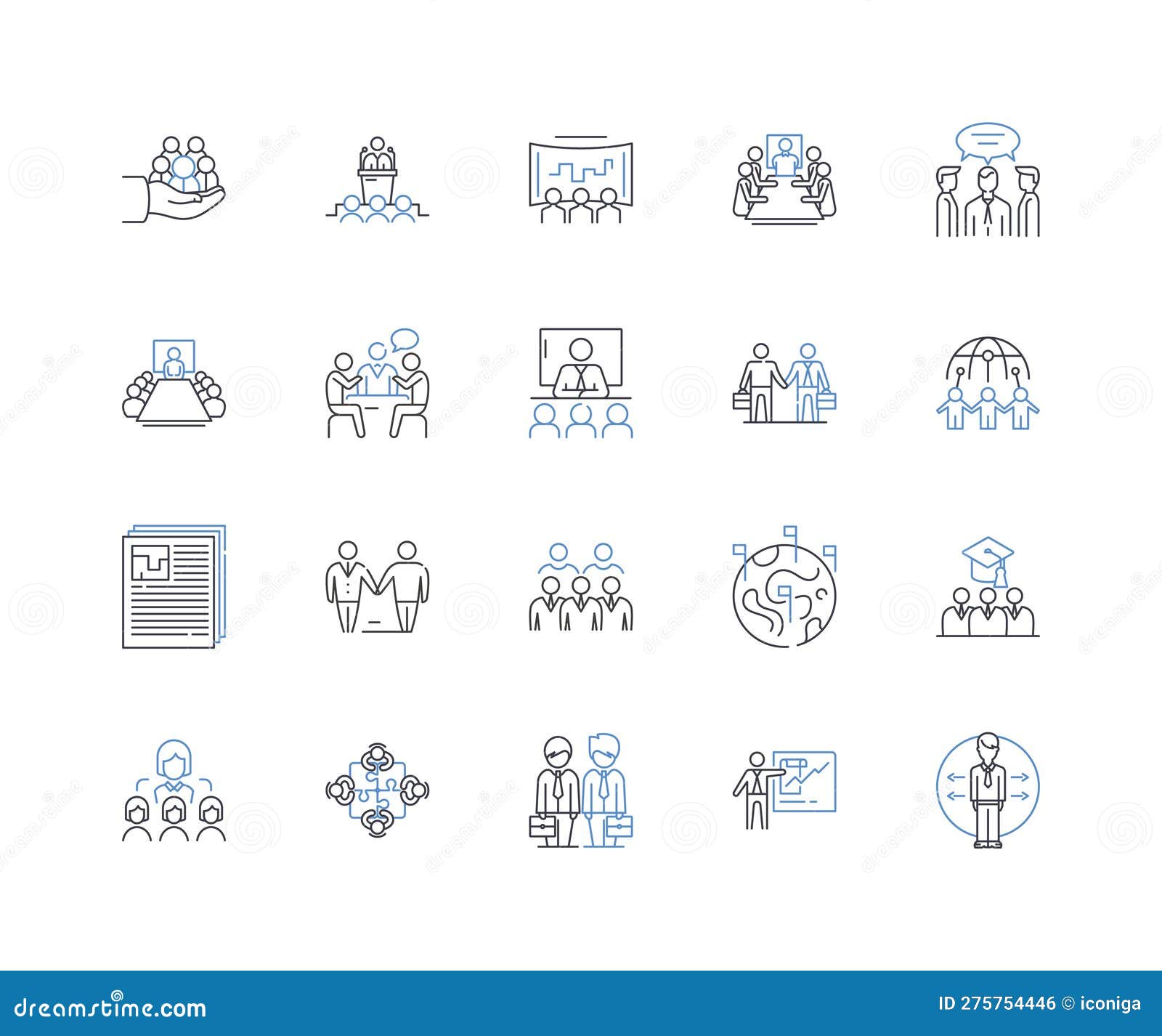 Leadership Huddle Line Icons Collection. Collaboration, Direction ...