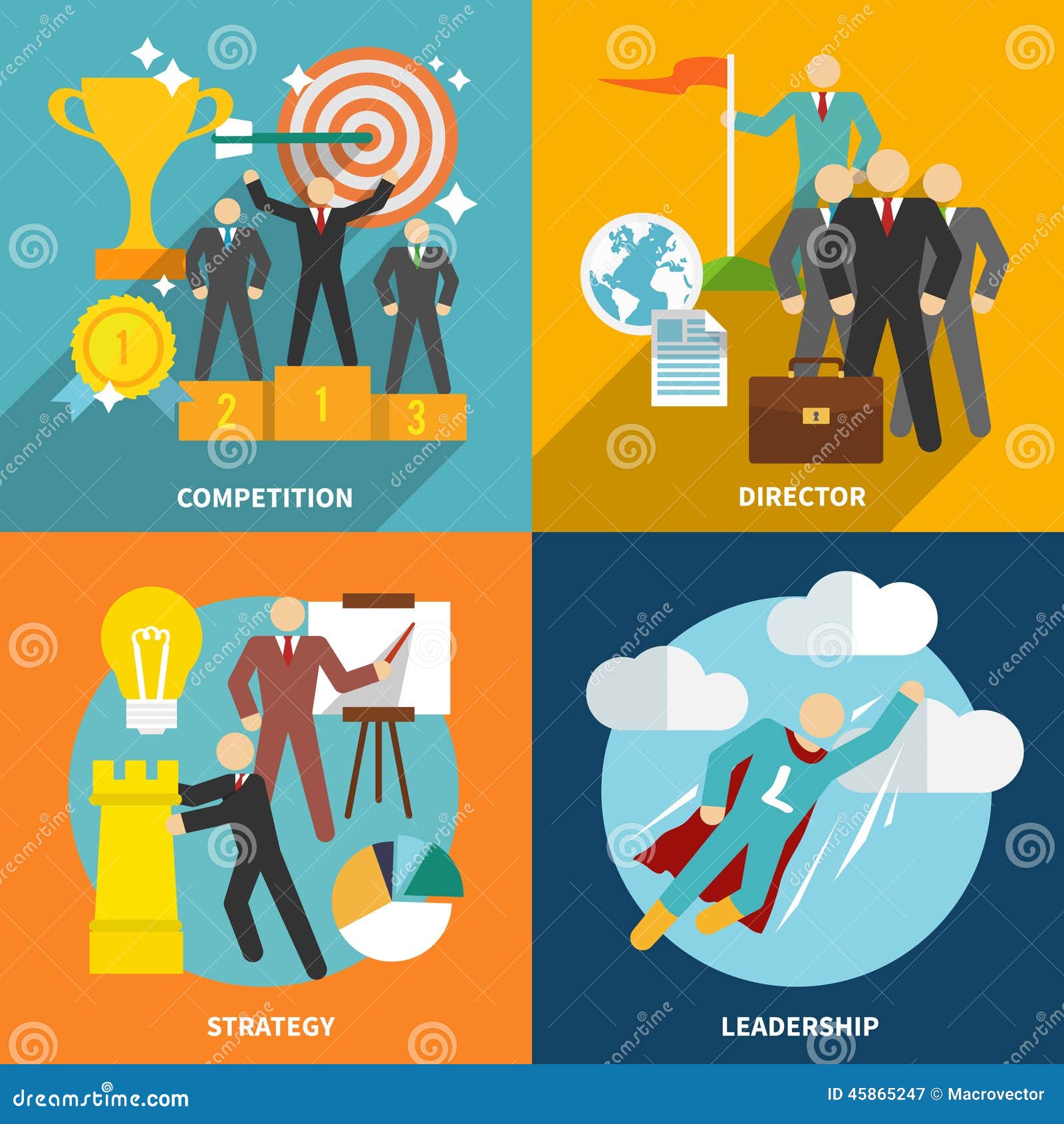 Leadership icons flat stock vector. Illustration of business - 45865247