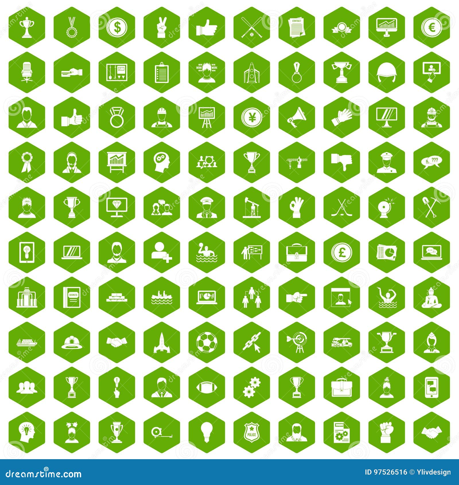 100 Leadership Icons Hexagon Green Stock Vector - Illustration of chief ...