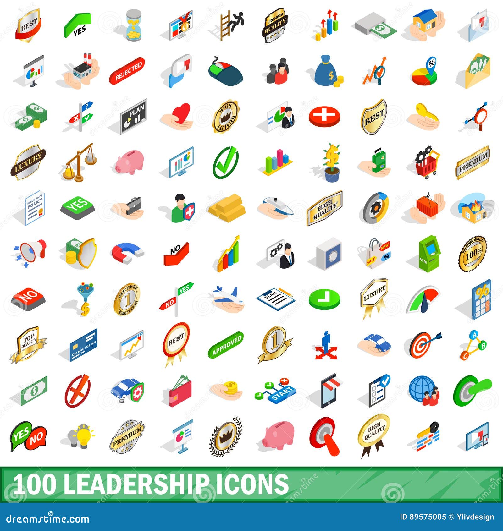 100 Leadership Icons Set, Isometric 3d Style Stock Vector ...