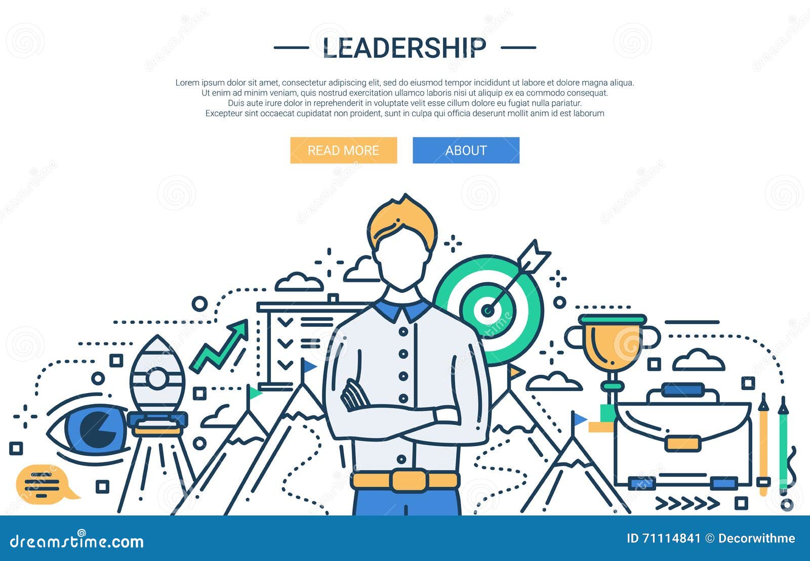 Leadership Line Flat Design Website Banner Stock Vector - Illustration ...