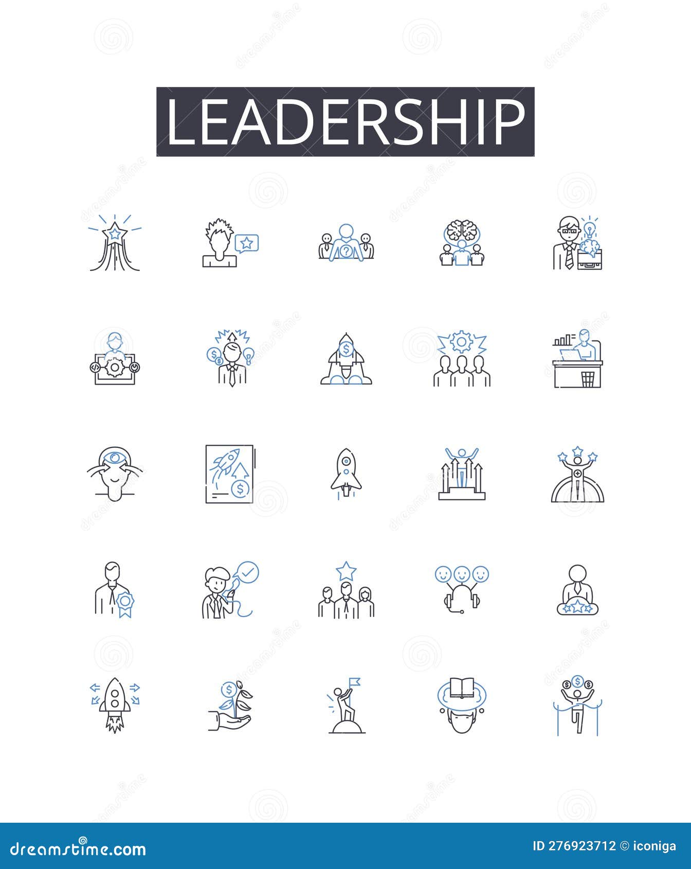 Leadership Line Icons Collection. Management, Control, Direction ...
