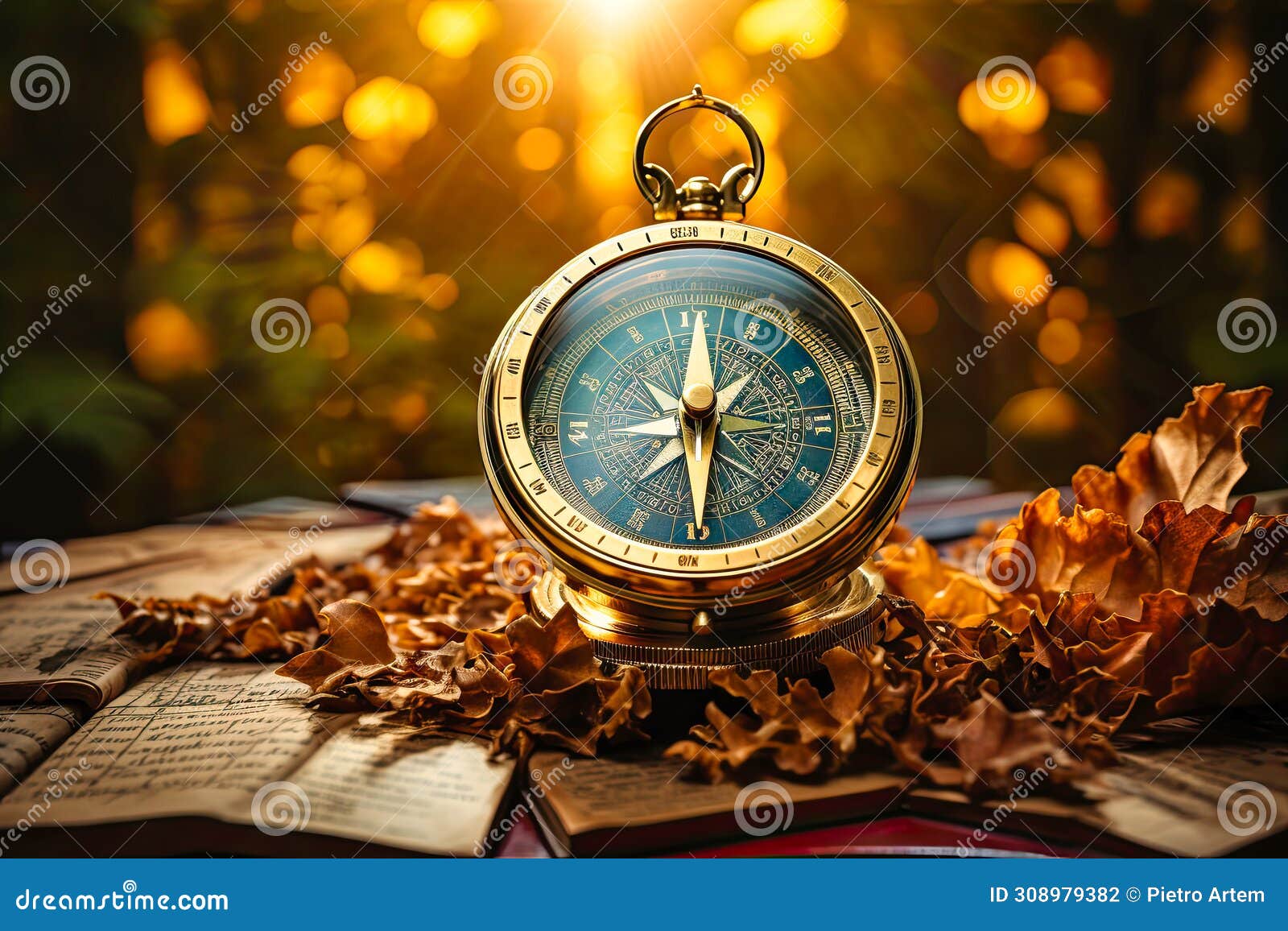 Leadership and Management, Abstract Compass and Guiding Light ...