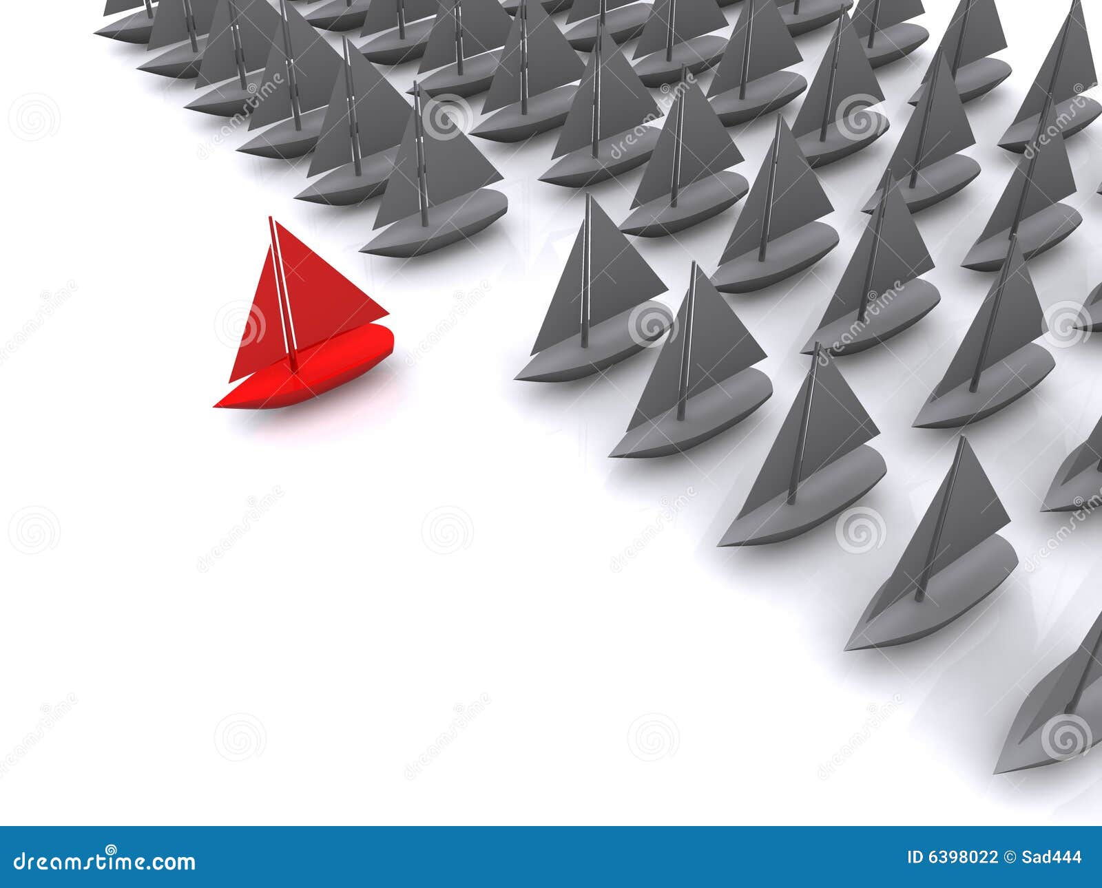 Leadership ship. 3D stock illustration. Illustration of white - 6398022