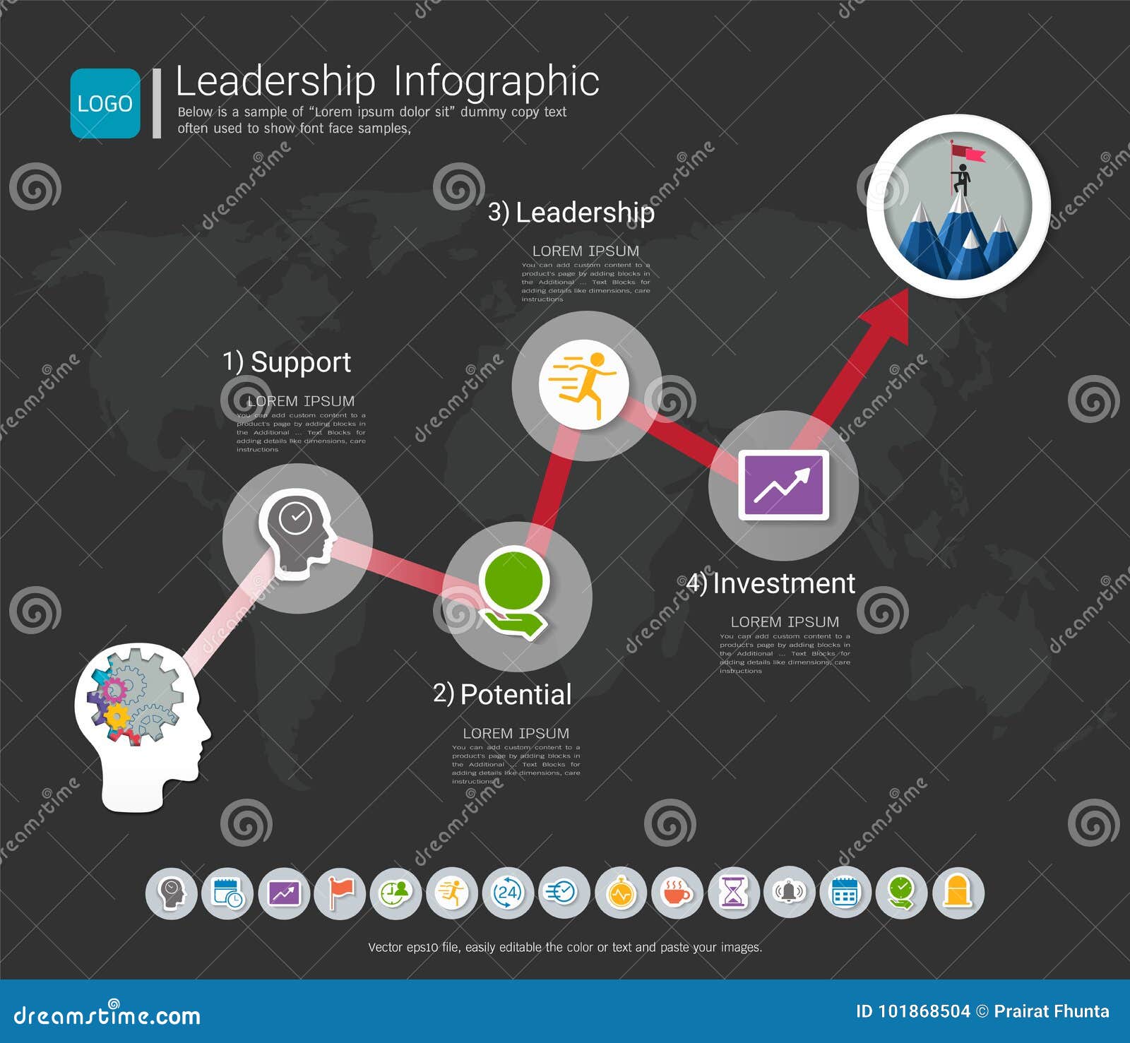 Leadership Skills Infographic Template With Some Simple Steps Or