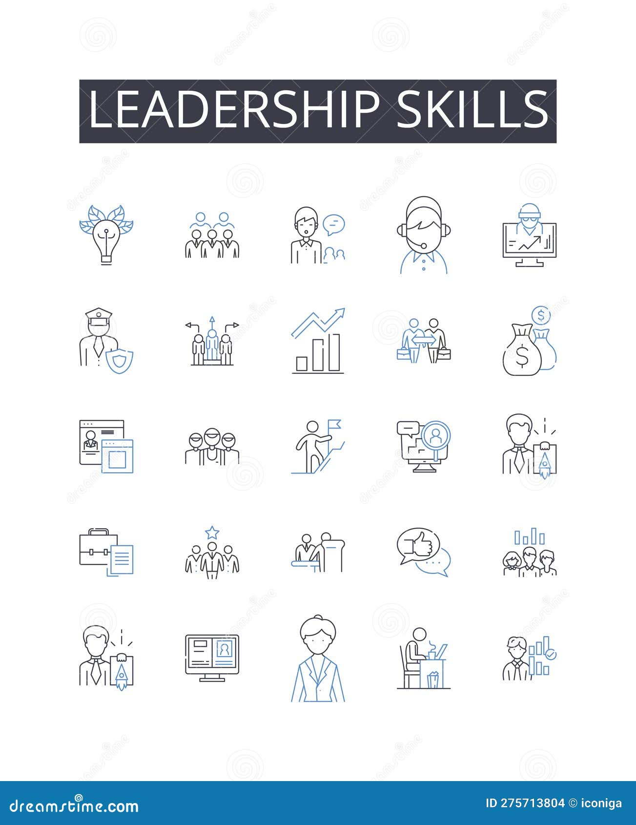 Leadership Skills Line Icons Collection. Communication Skills, Teamwork ... Leadership Skills Line Icons Collection. Communication Skills, Teamwork ...