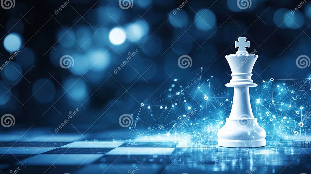 Leadership, Strategy, Innovation White Chess King on Digital Chessboard ...