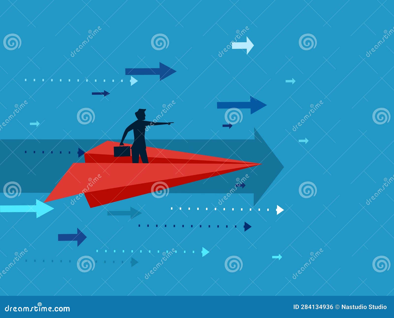 Leadership Success. Man Pointing Direction on a Paper Plane Stock ...