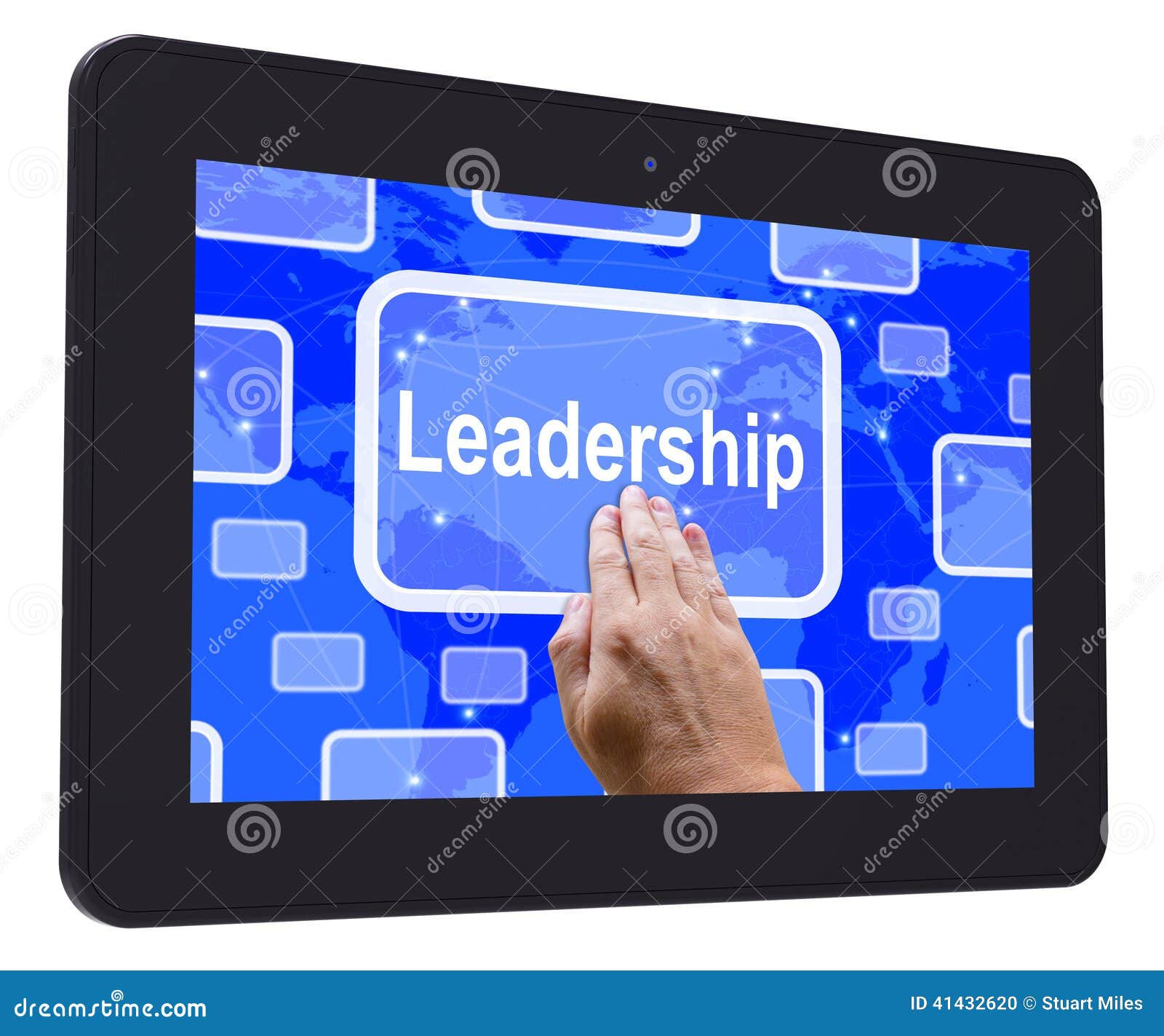 Leadership Tablet Touch Screen Shows Leader Vision Achievement Stock ...