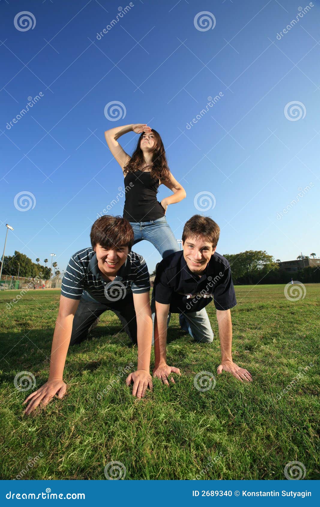 Leadership + Teamwork = Fun Stock Photo - Image of exercise, green: 2689340