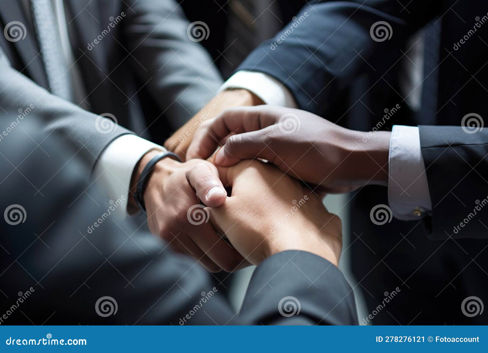 Leadership and Teamwork: Hands Shaking in a Close-Up View, Symbolizing ...