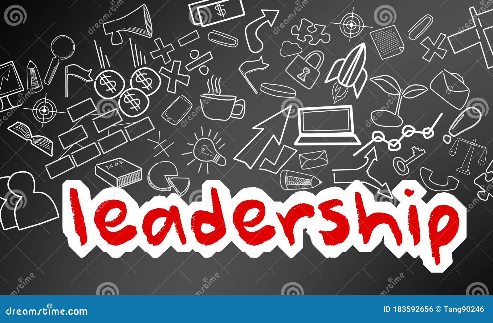 Leadership Text with Creative Drawing for Success Concept Stock ...