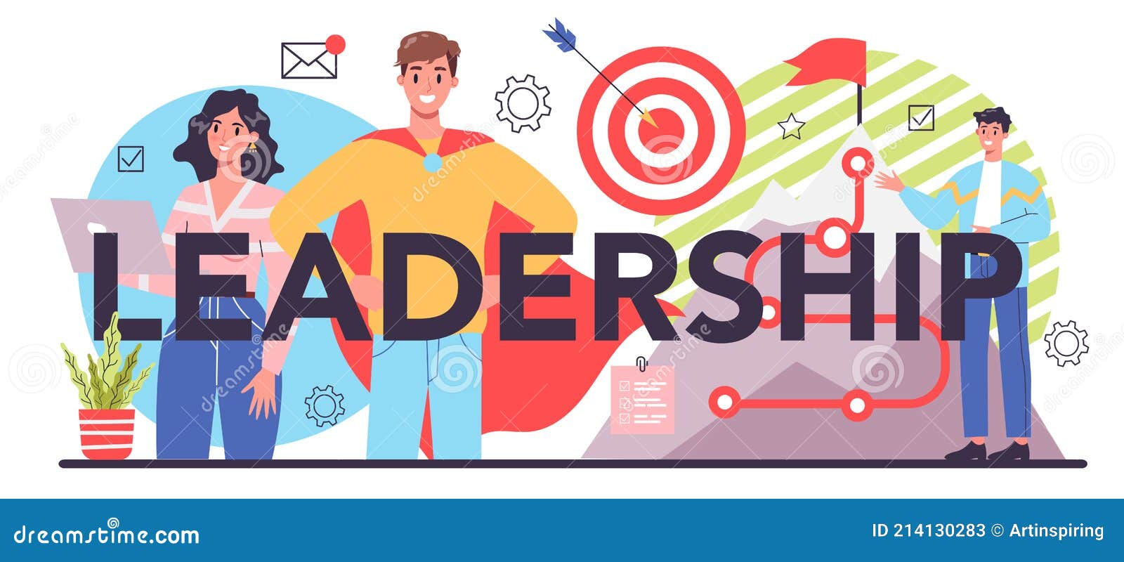 Leadership Typographic Header. Manager Leading a Workteam Stock Vector ...