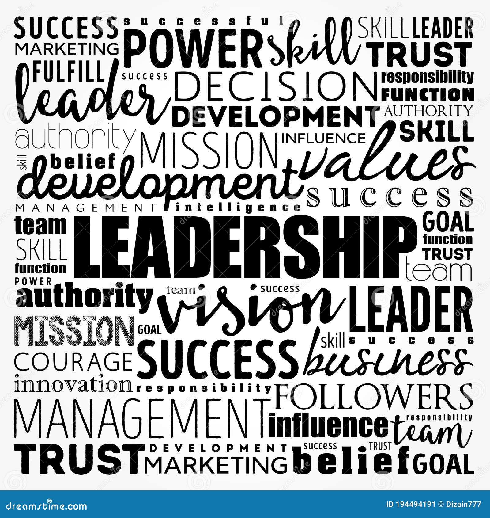 LEADERSHIP Word Cloud Collage, Business Concept Background Stock ...