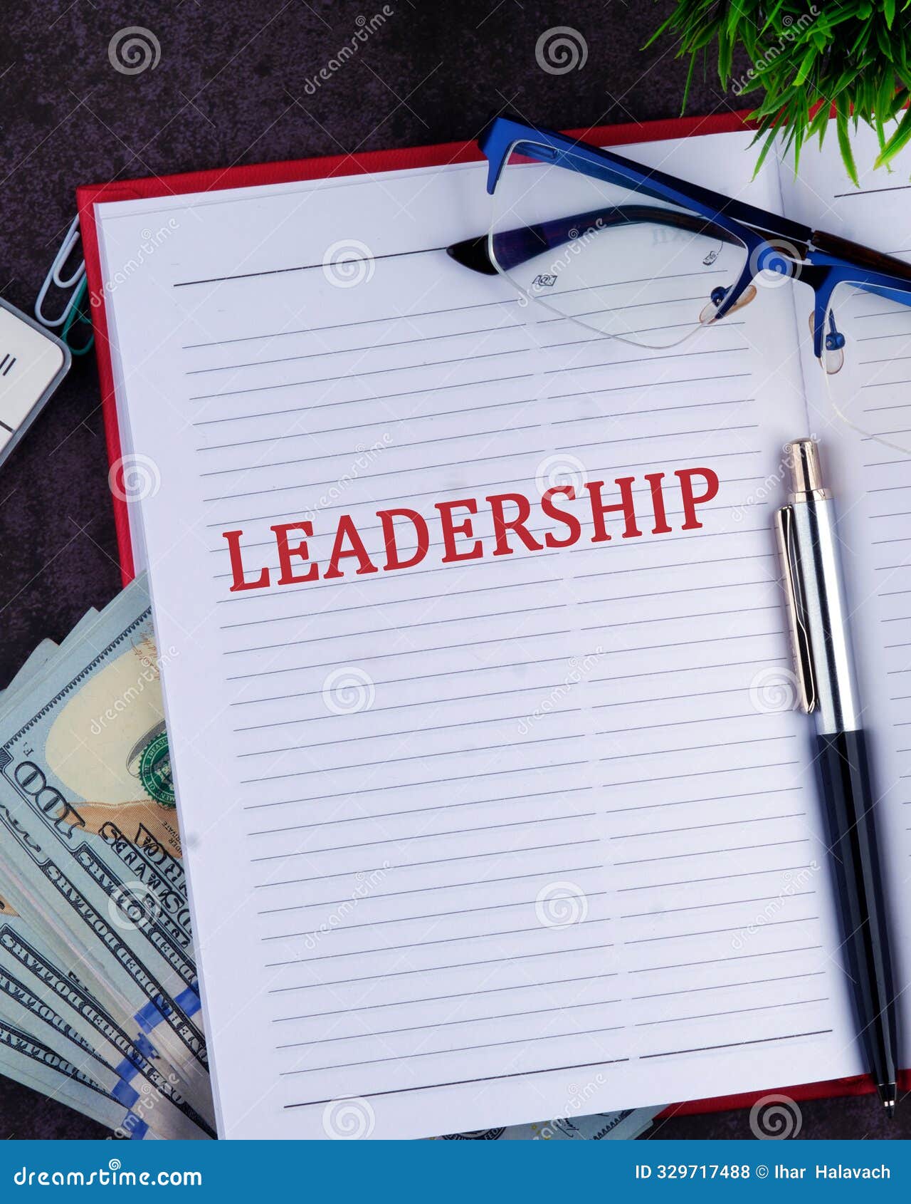 LEADERSHIP Word Written in a Notebook, a Vertical Photo Stock Photo ...