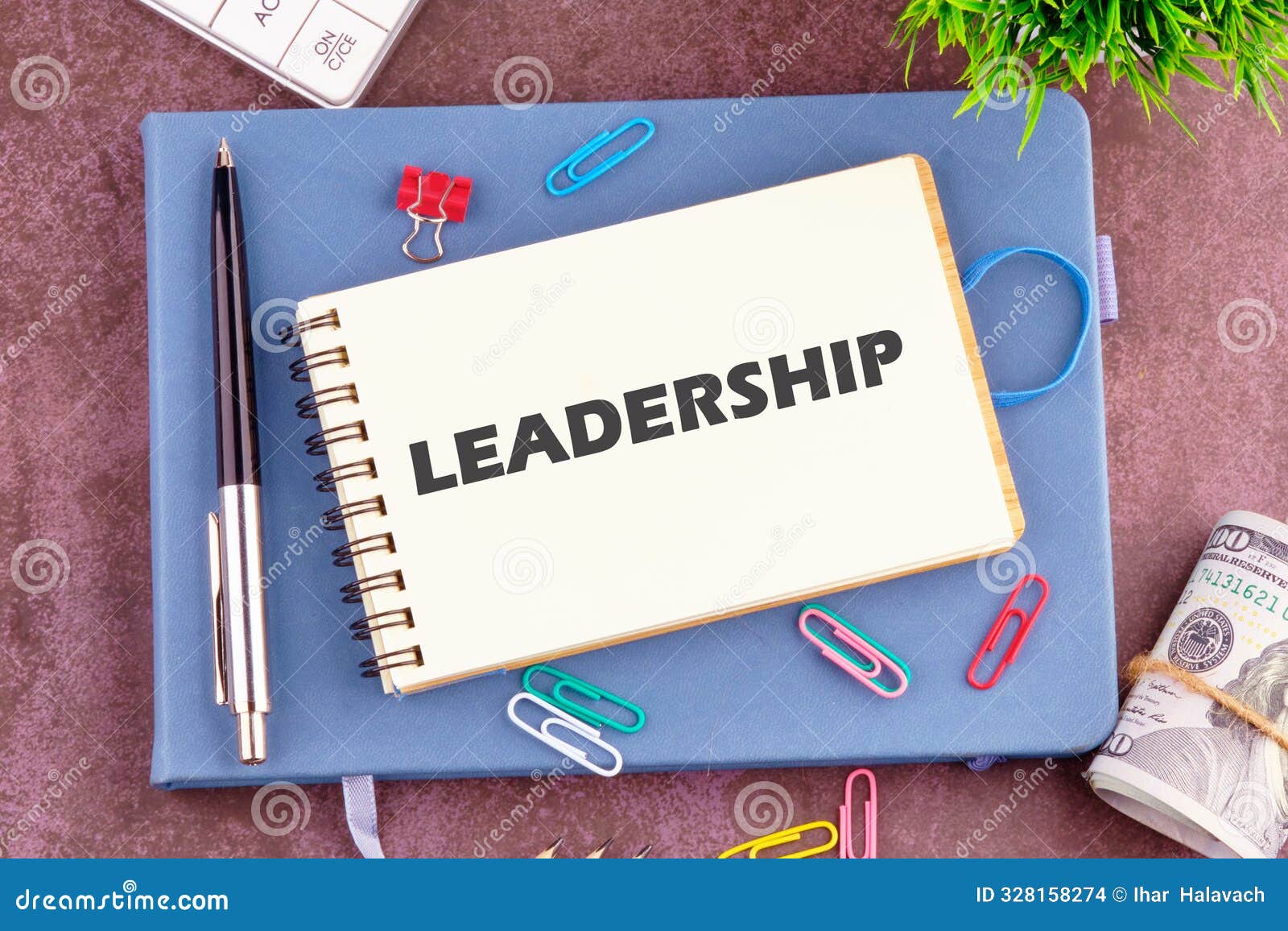 LEADERSHIP Word Written in the Notebook. View from Above Stock Photo ...