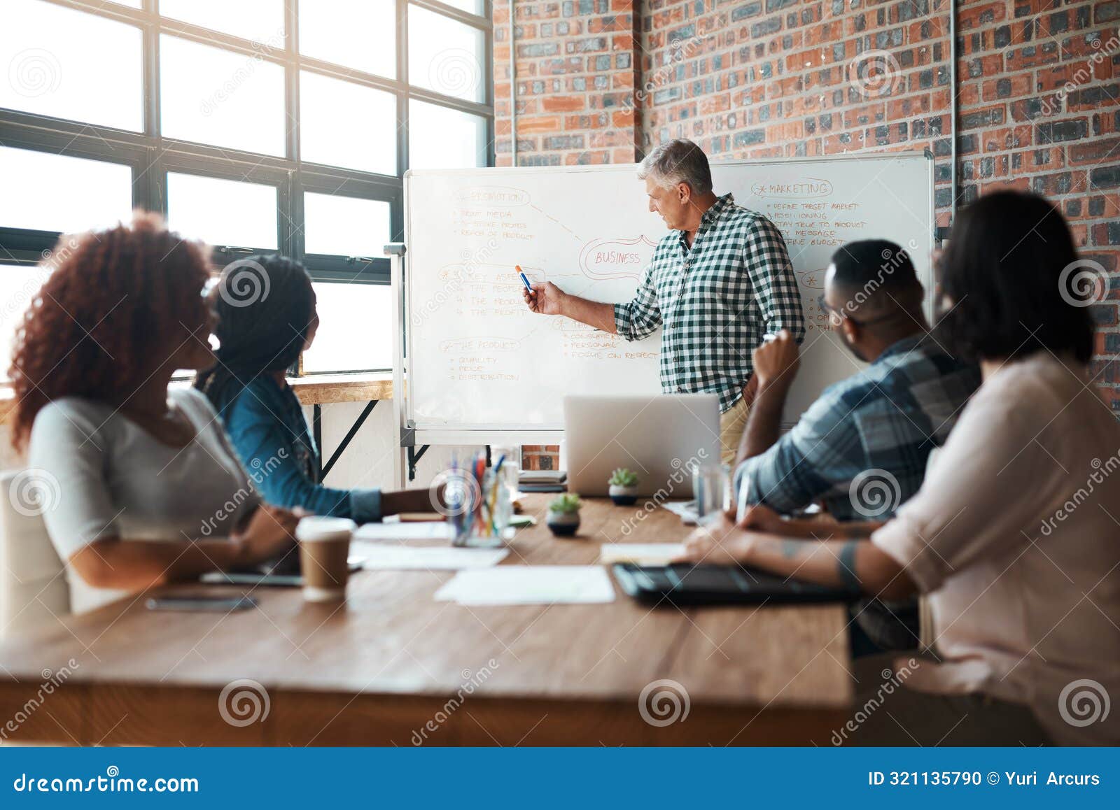 Leadership, Workshop and Man at Creative Presentation for Project ...