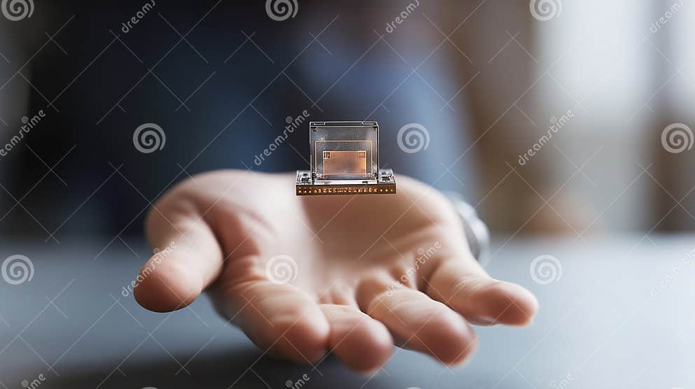 Leading AI Tech with Man S Microchip Grasp Stock Illustration ...