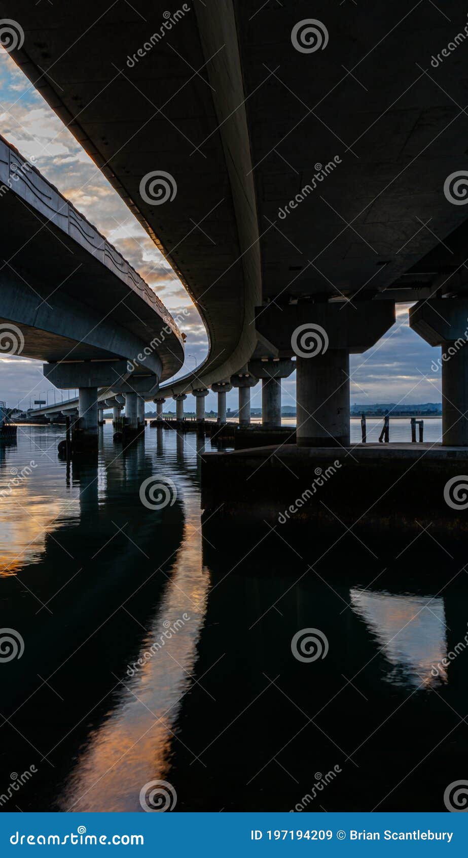 Leading Lines and Curves Under Tauranga Harbour Bridge Stock Image ...