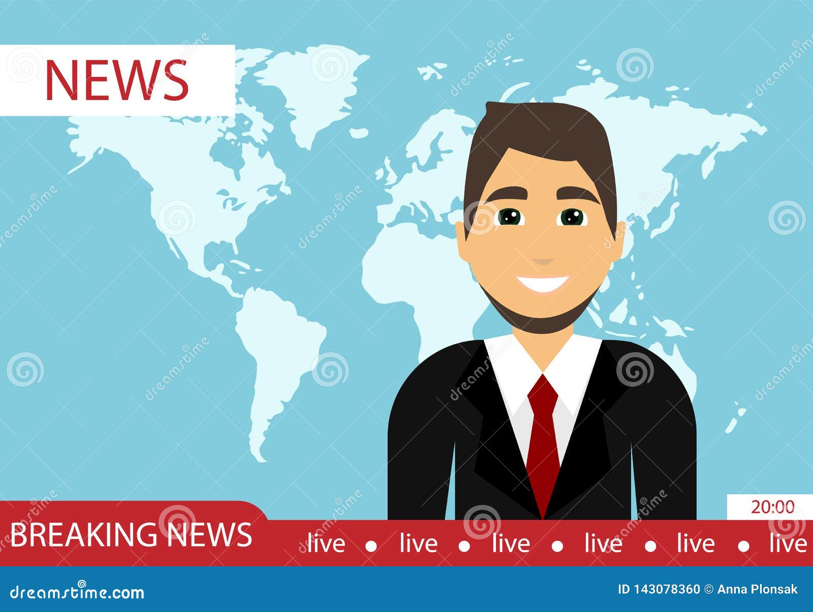 Leading News Programs. Latest News. World News. Flat Design Stock ...