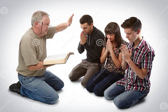 Leading Three People To Christ Stock Photo - Image of male, evangelism ...