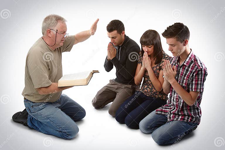Leading Three People To Christ Stock Photo - Image of male, evangelism ...