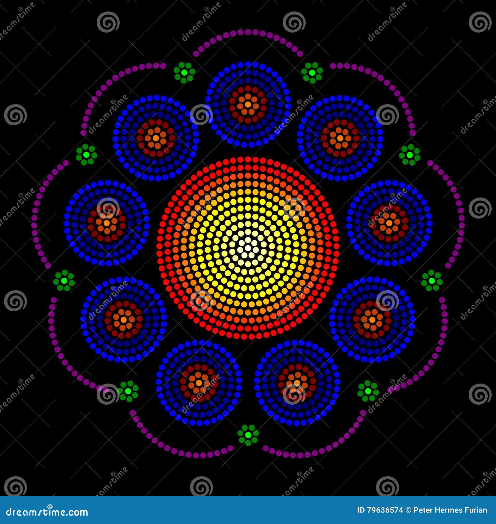 Leadlight And Rosette Window Radial Dot Patterns Vector Illustration ...