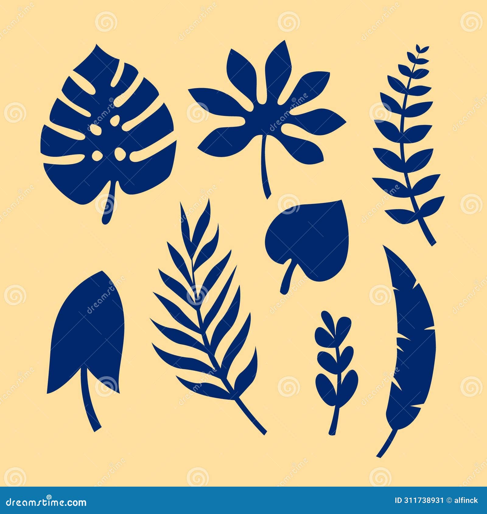 Leaf Aesthetic Silhouette Vector Elements Stock Vector - Illustration ...