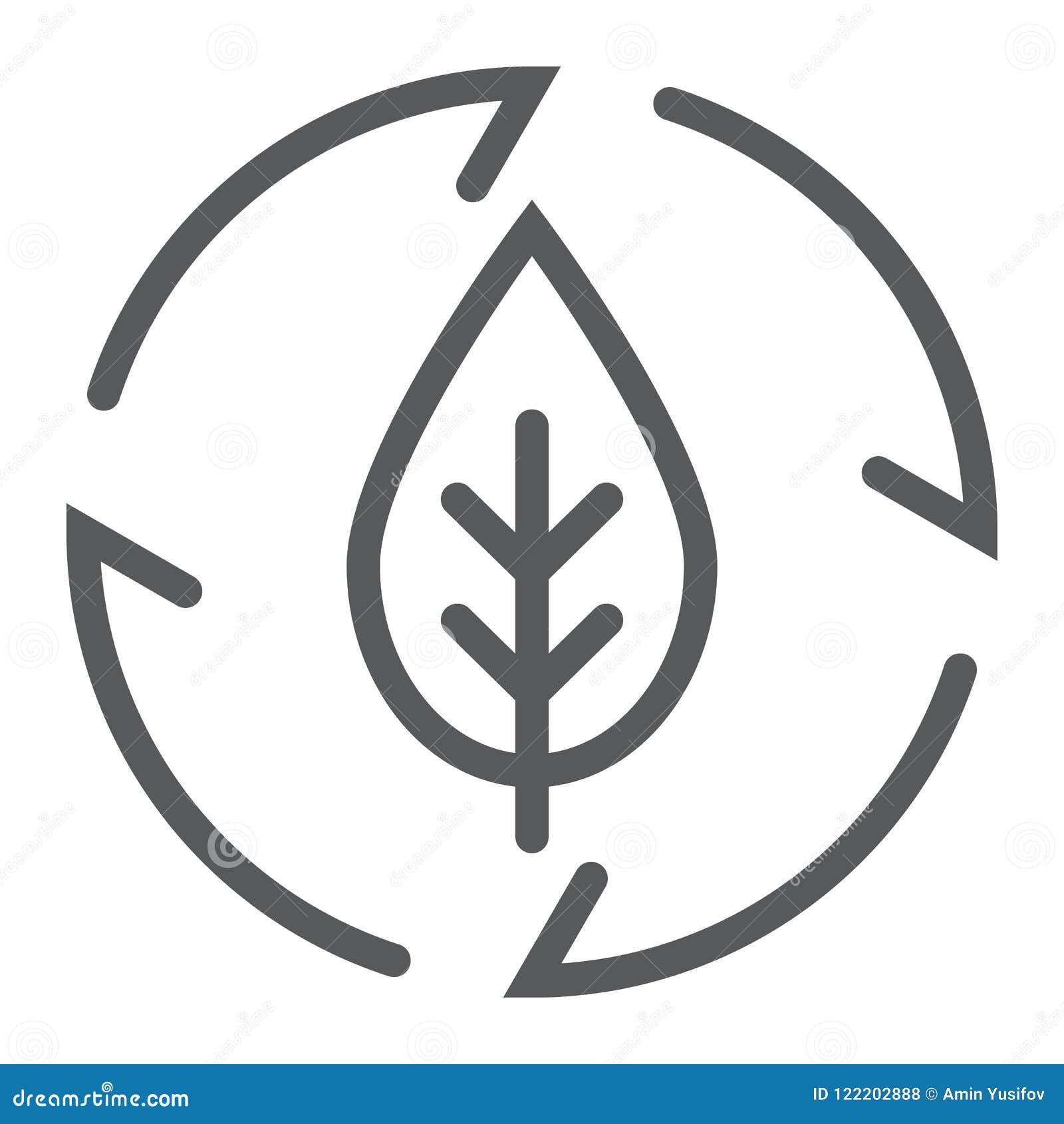 Leaf in Arrows Line Icon, Ecology and Energy Stock Vector ...