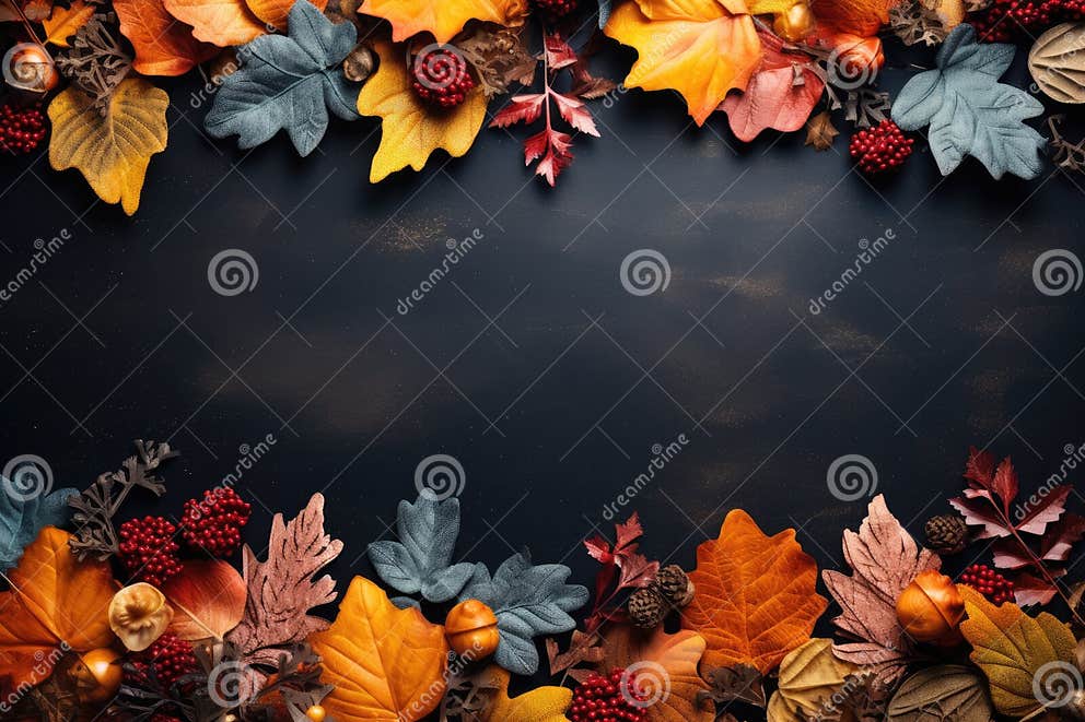 Leaf Autumn Frame on Background. Generative AI Stock Image - Image of ...