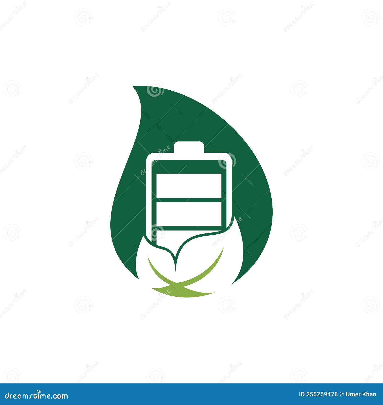 Leaf Battery Drop Shape Concept Logo Design Vector Icon. Stock Vector ...