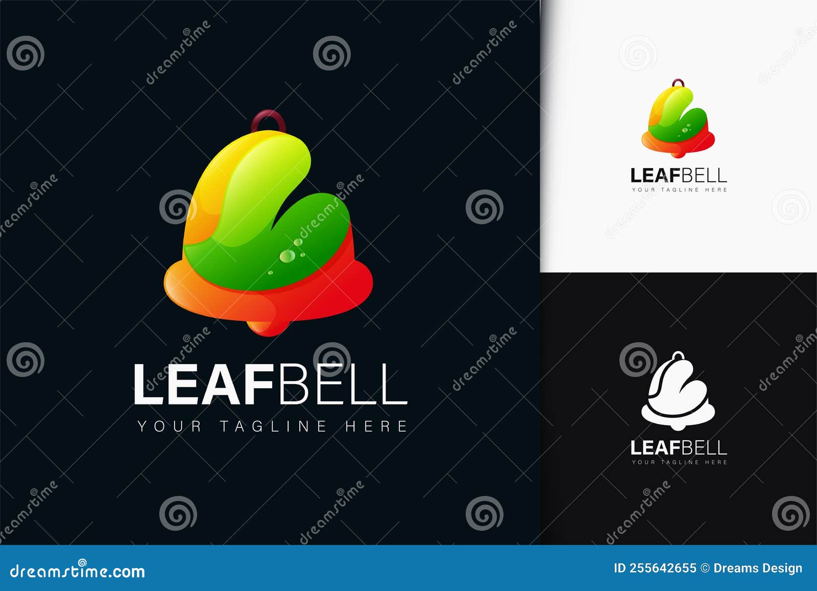 Leaf Bell Logo Design with Gradient Stock Vector - Illustration of ...