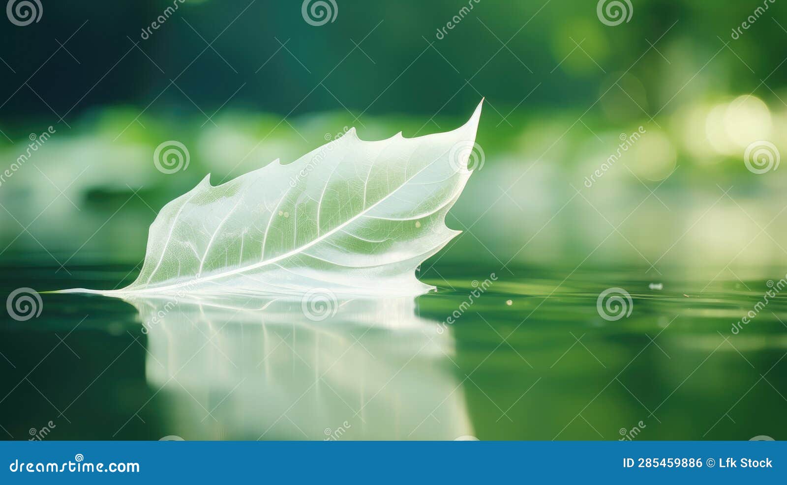Leaf Blur Green Tones Natural Background with White Veins on Mirror ...