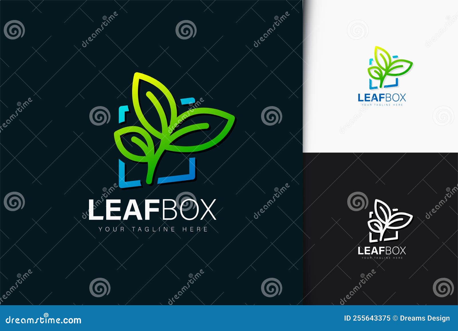 Leaf Box Logo Design with Gradient Stock Vector - Illustration of shape ...