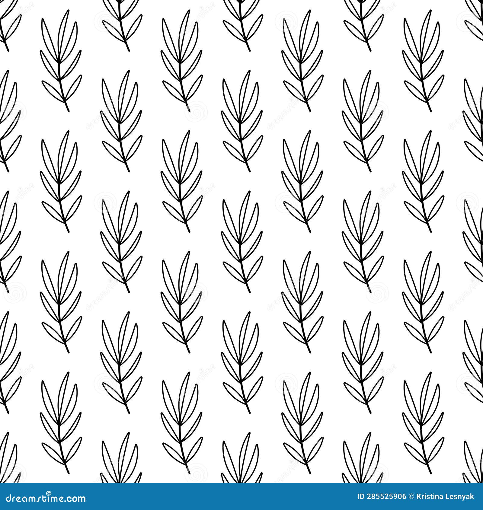 Leaf Branch Line Forest Doodle Background Pattern Stock Vector ...