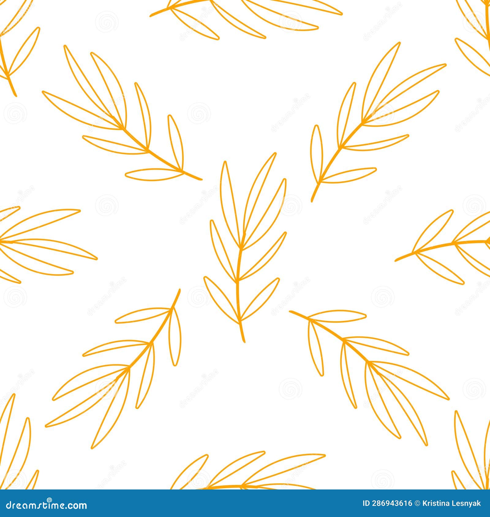 Leaf Branch Line Forest Yellow Background Pattern Stock Vector ...