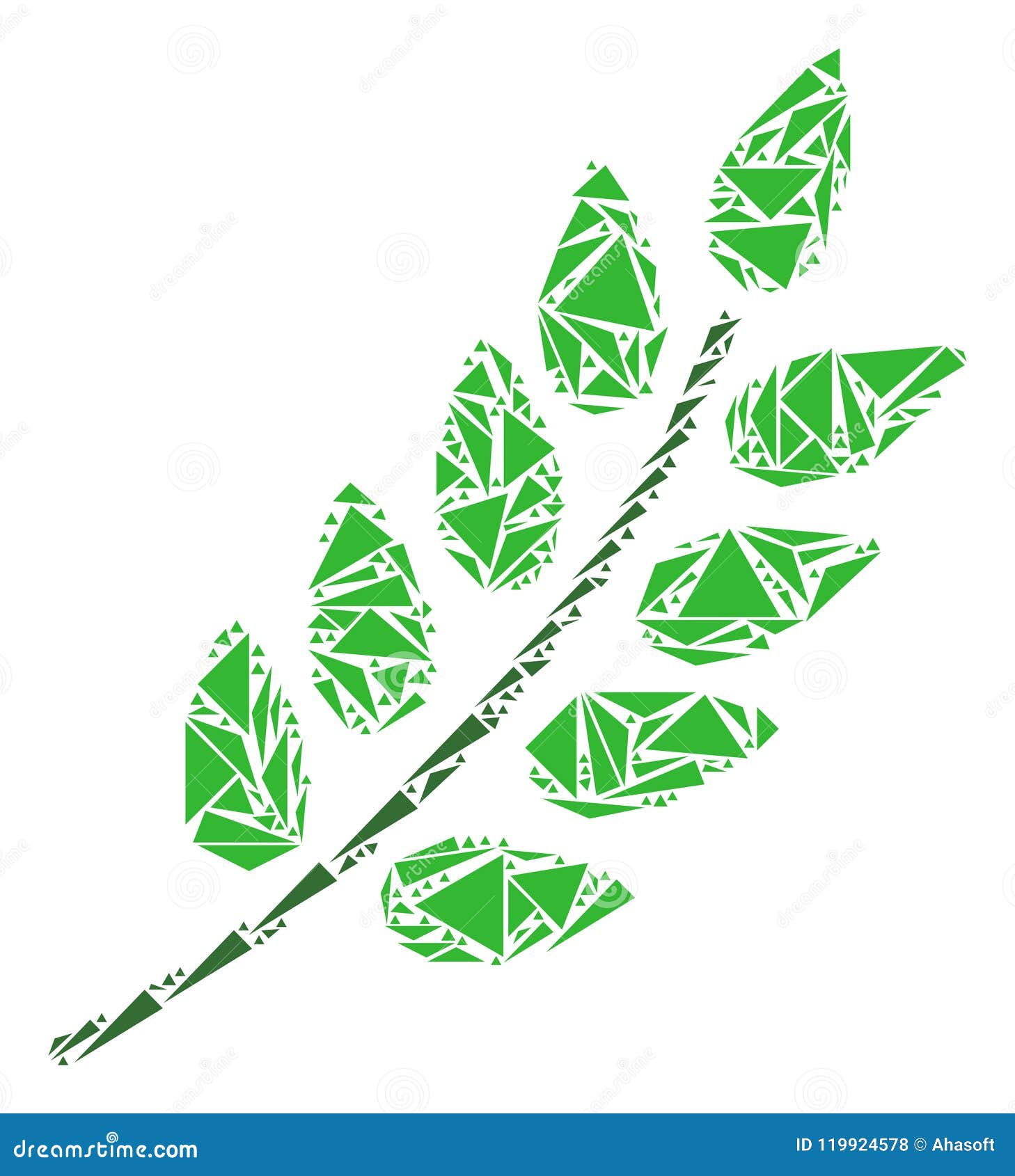 Leaf Branch Mosaic of Triangles Stock Vector - Illustration of botany ...