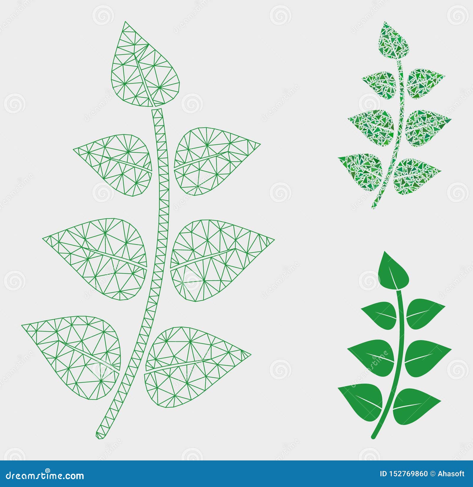 Leaf Branch Vector Mesh Wire Frame Model and Triangle Mosaic Icon Stock ... Leaf Branch Vector Mesh Wire Frame Model and Triangle Mosaic Icon Stock ...