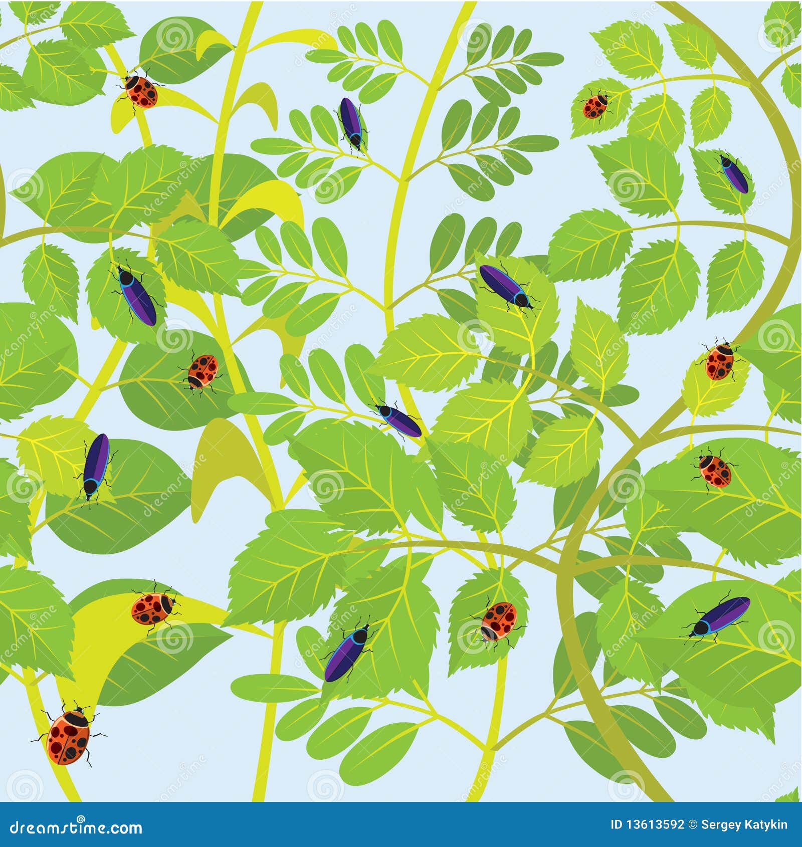 Leaf and bugs. stock vector. Illustration of design, beetle - 13613592