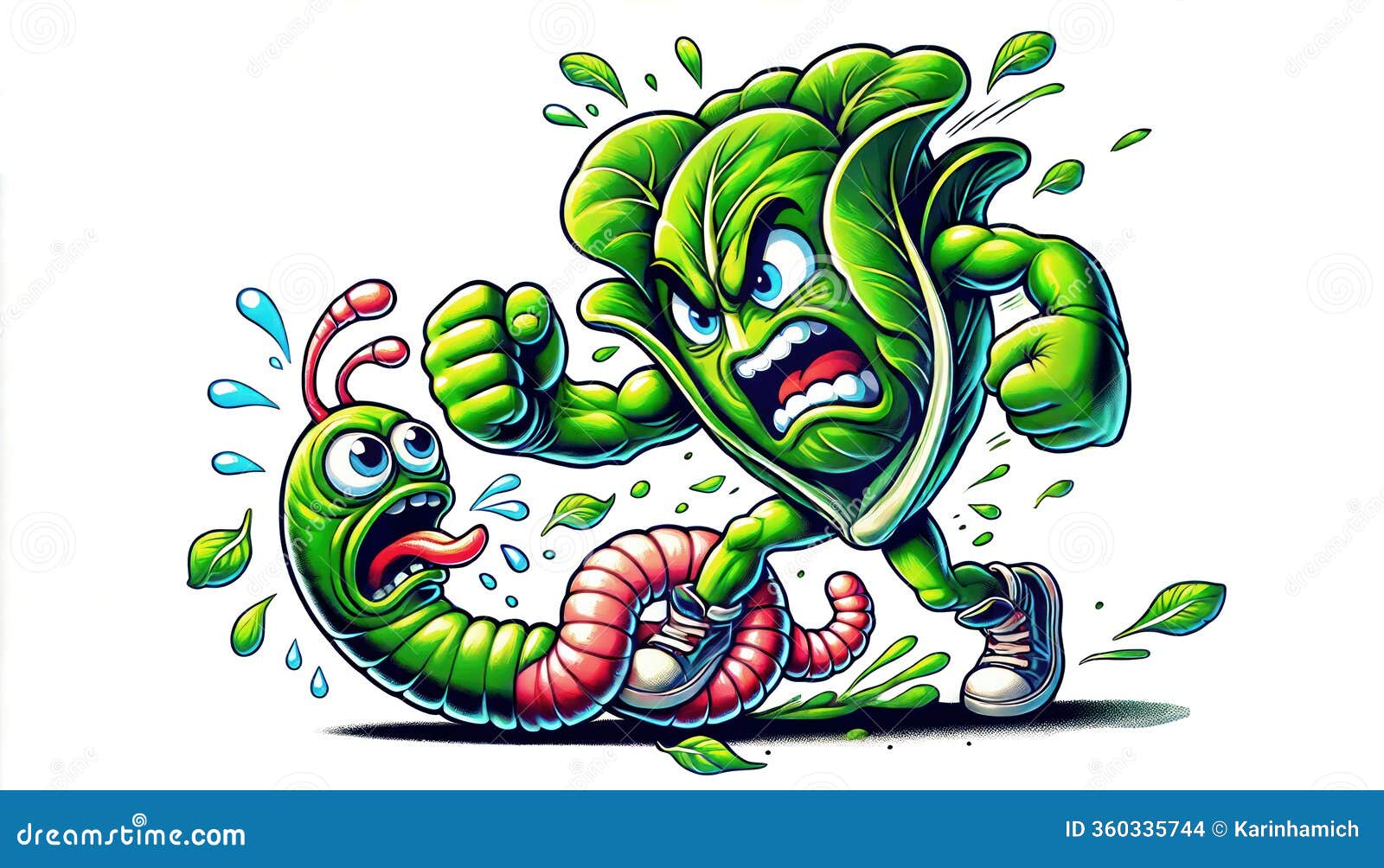 Leaf Character Aggressively Confronting a Scared Worm with Dynamic ...
